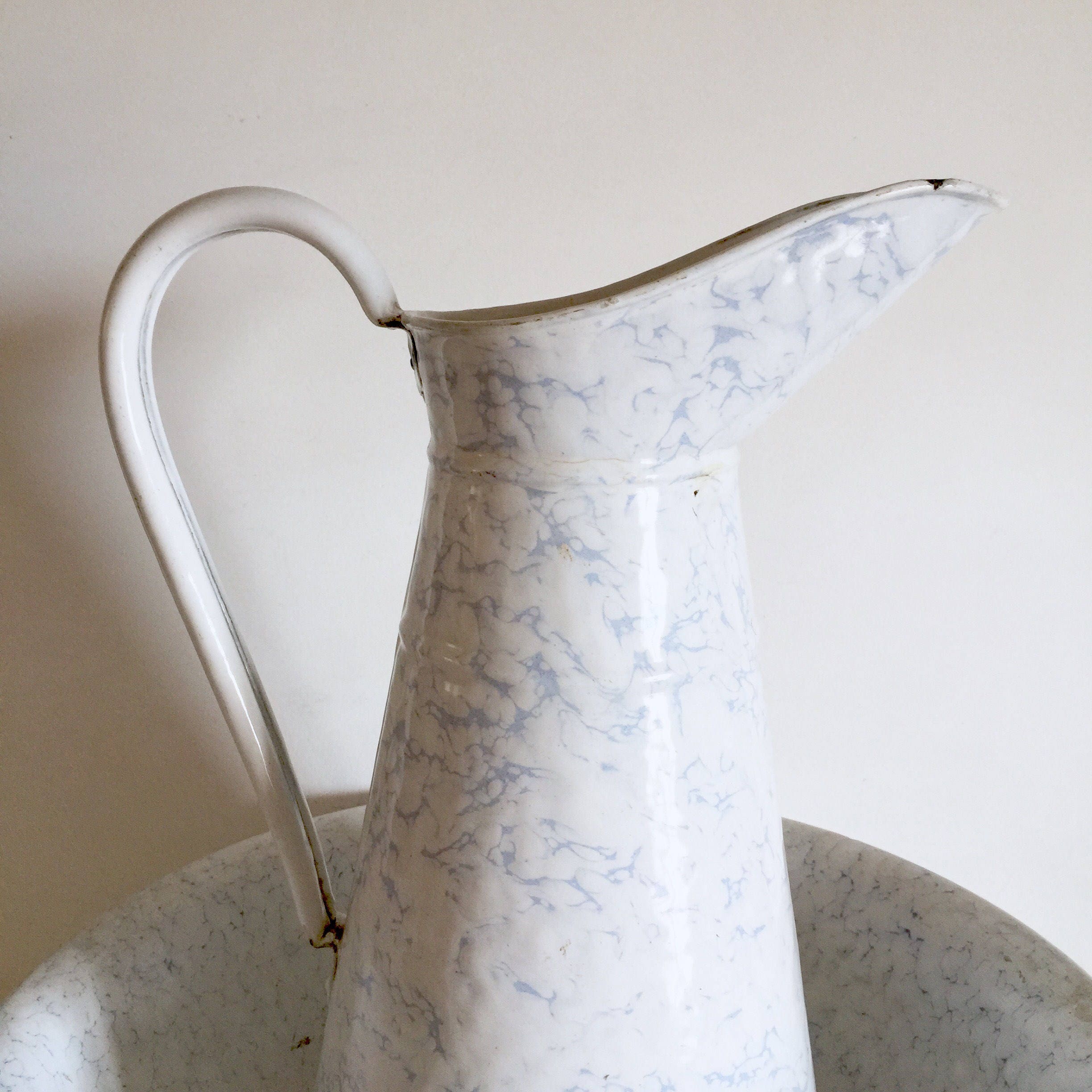 Rare French Antique Enamelware Pitcher and Basin - Shabby Chic ...