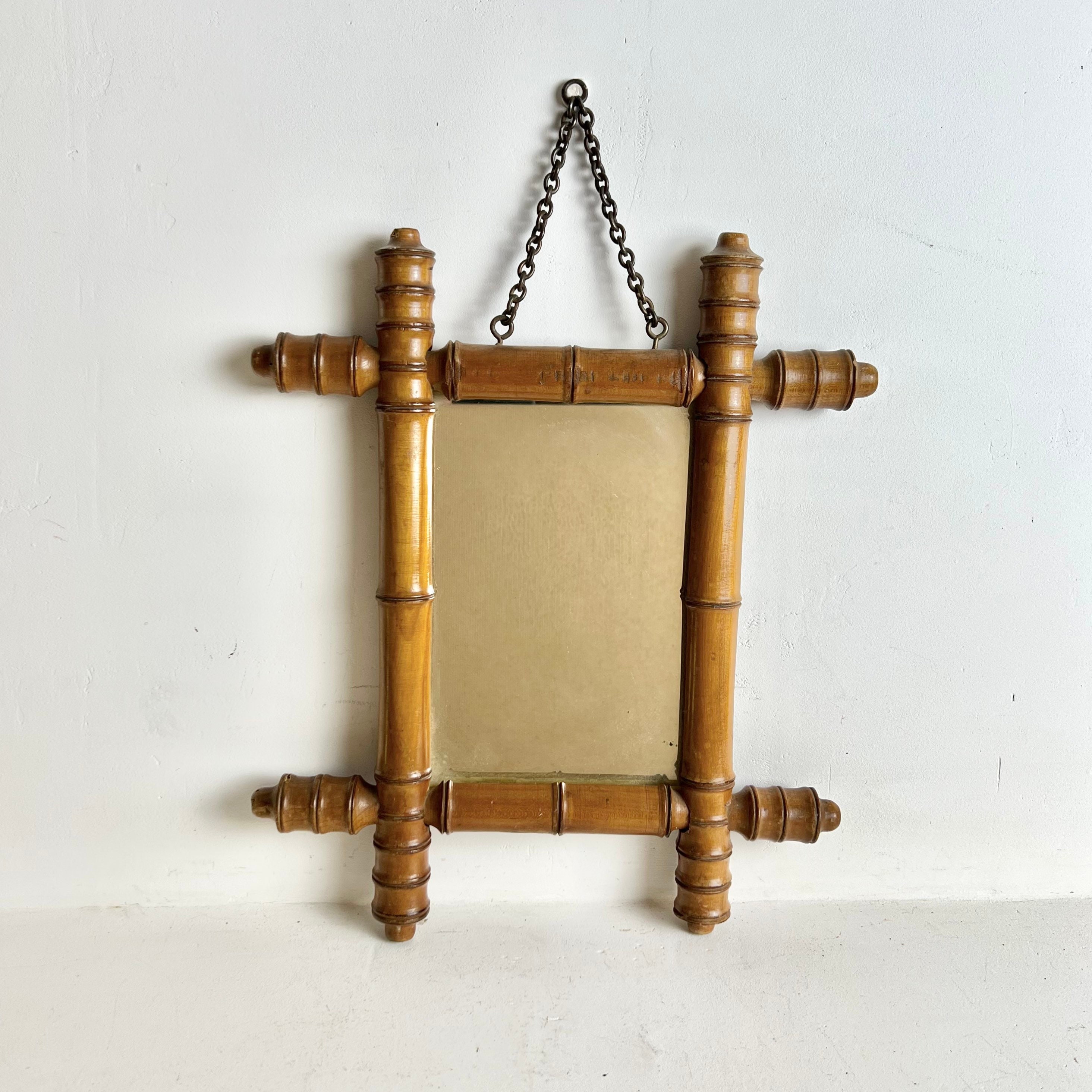 French Antique Faux Bamboo Mirror 1930's - Small French Decorative ...