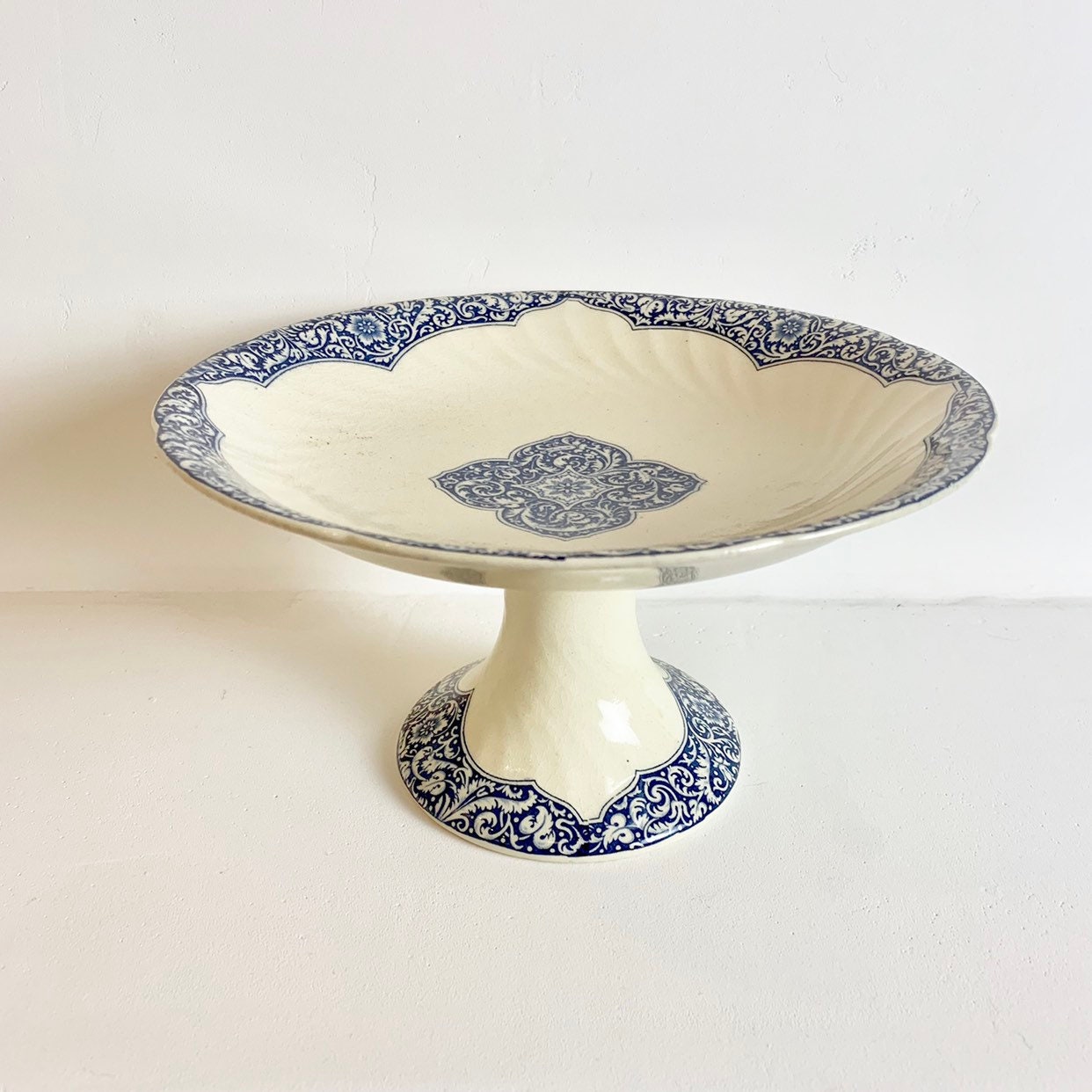 French Antique Fruit Stand - Pedestal Compote - Navy on White - Cake ...