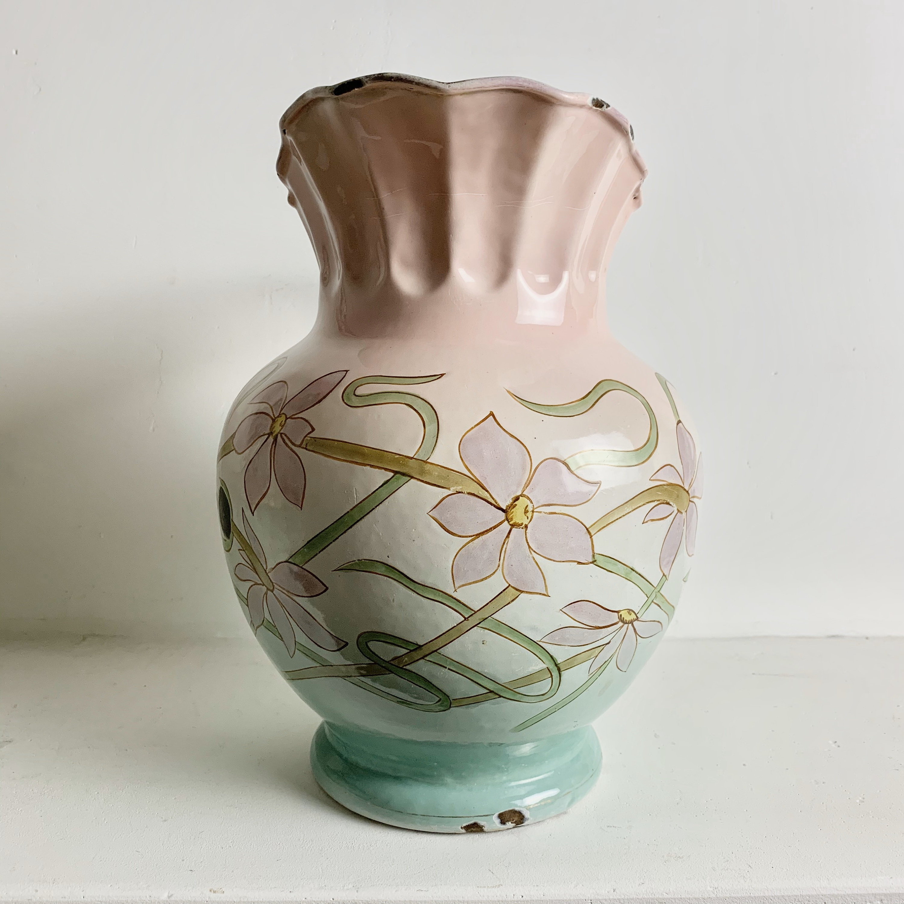 Rare French Vintage Enamel Pitcher and Bowl - French Antique Enamelware ...