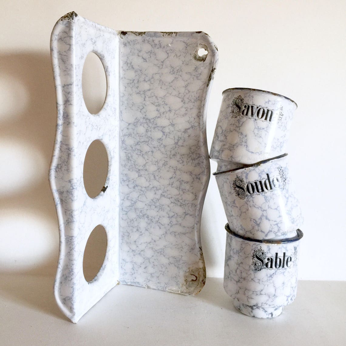 French Antique Enamel Laundry Soap Rack French Enamelware | Etsy