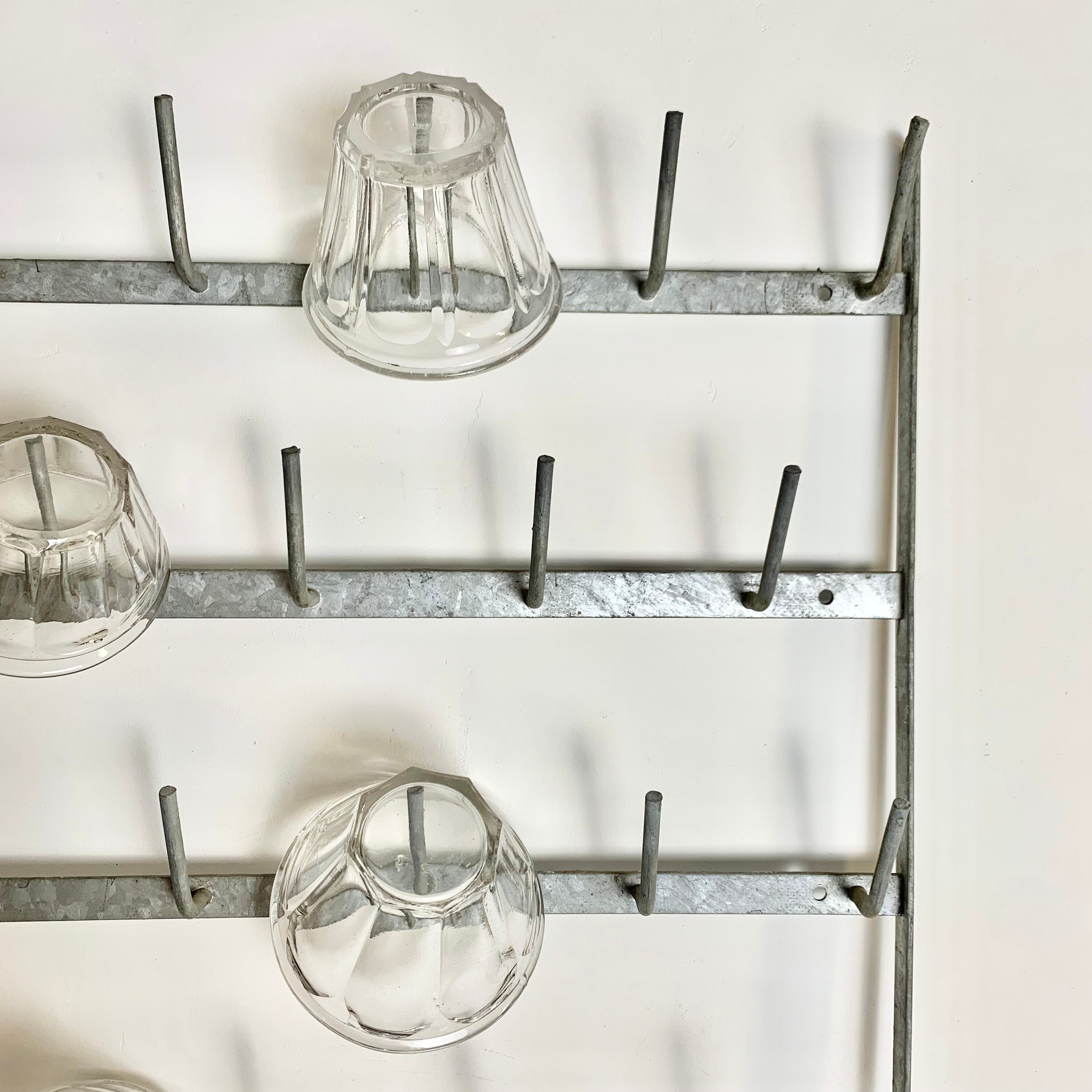 French Antique Zinc Bottle Drying Rack - Rare Flat Wall Mount Bottle ...