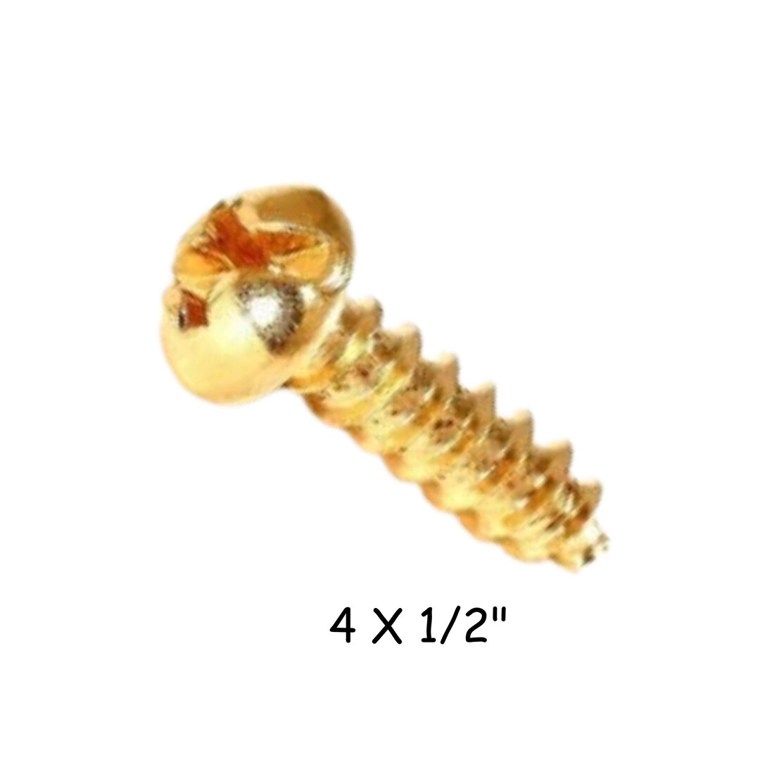 Qty 250 to 1000 - Brass Plated Steel #4 X 1/2" Round Head Screws for Hinges and Small Box ...