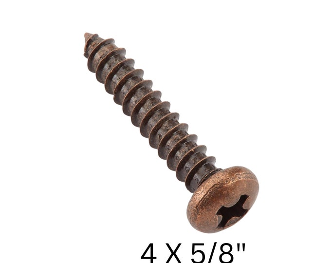 Qty 100 to 1000 - Antique Copper Steel Wood Screws | 4 X 5/8 Inch | Pan ...