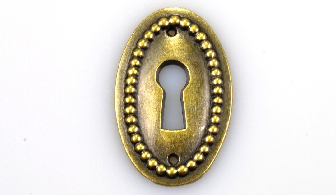 Antique Brass Oval Shape Escutcheon Plate With Rope Style Edge | Drawer ...