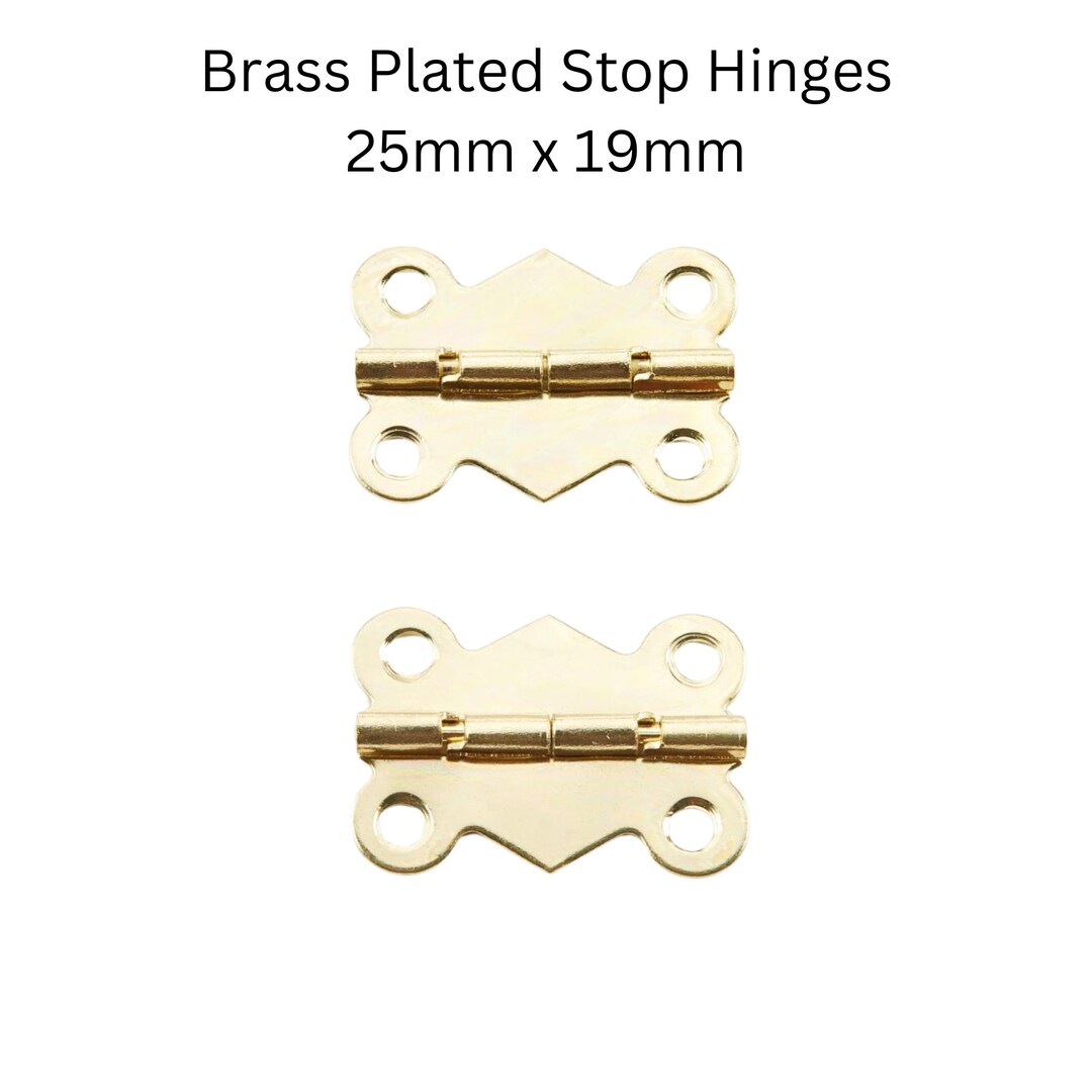 Qty 2 - Decorative Brass Stop Hinges, 25mm X 19mm (.98" X .75 ...