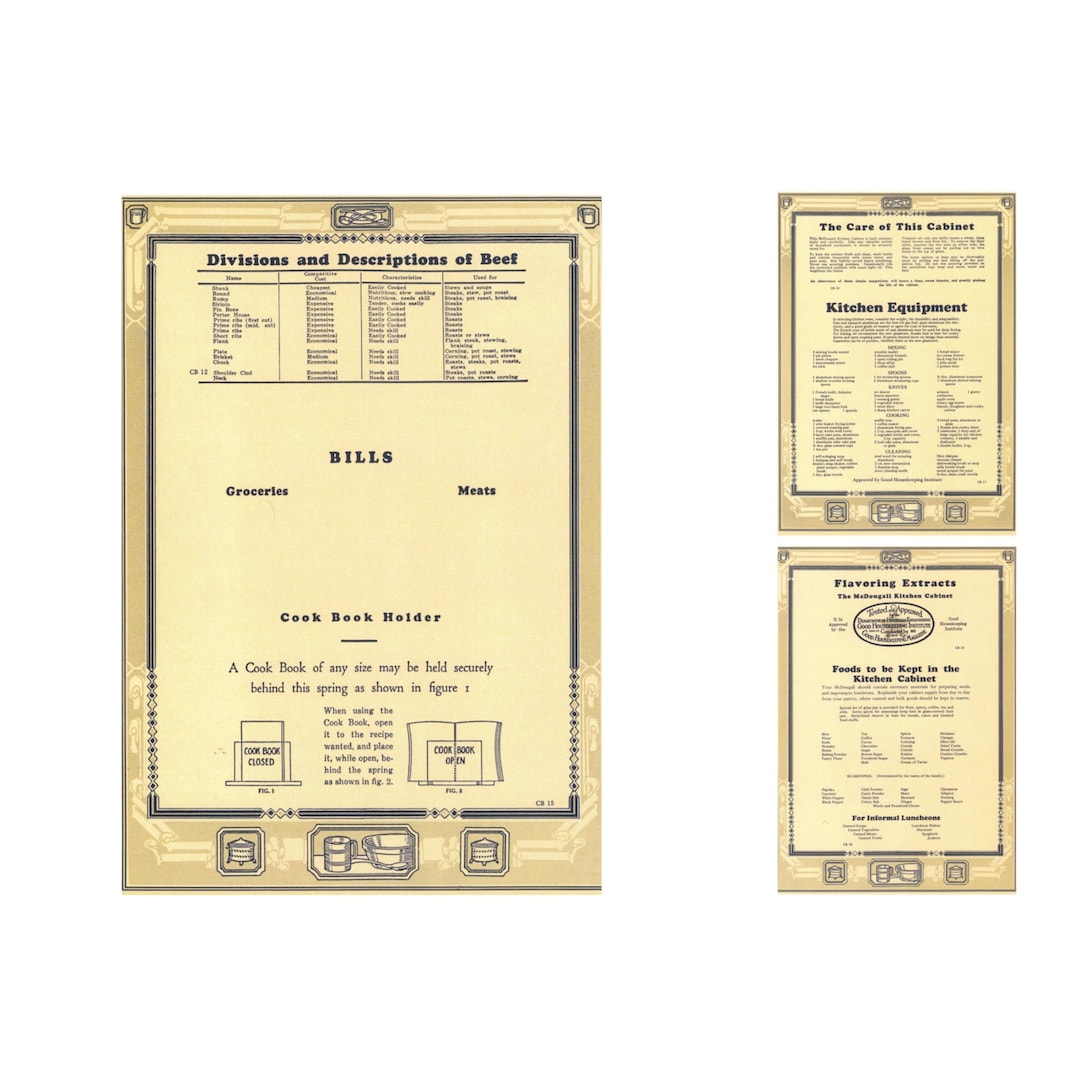 Mcdougall Door Chart Set - Door Cards - Hoosier Kitchen Cabinet ...