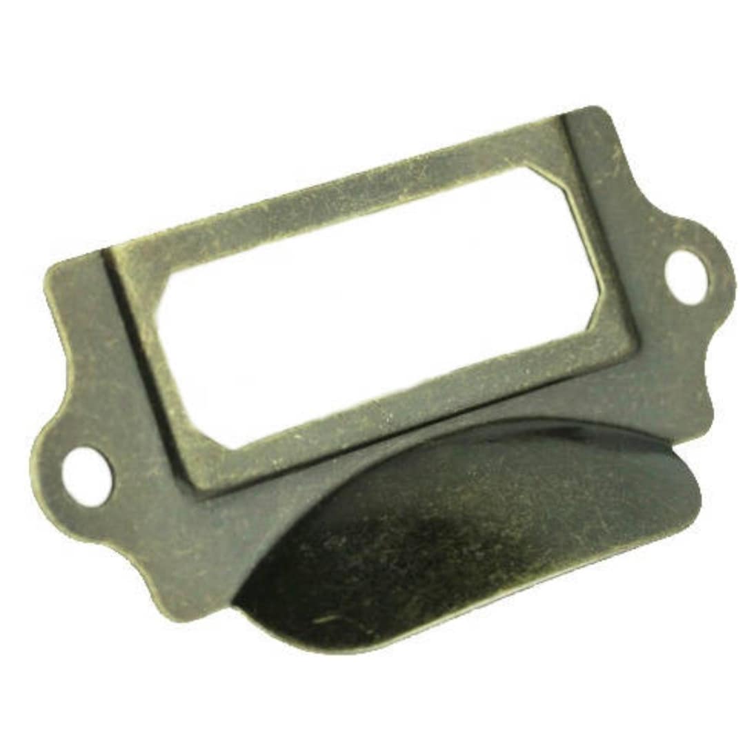 Antique Brass Metal Label/card Holder With Pull for Card Catalog, File ...