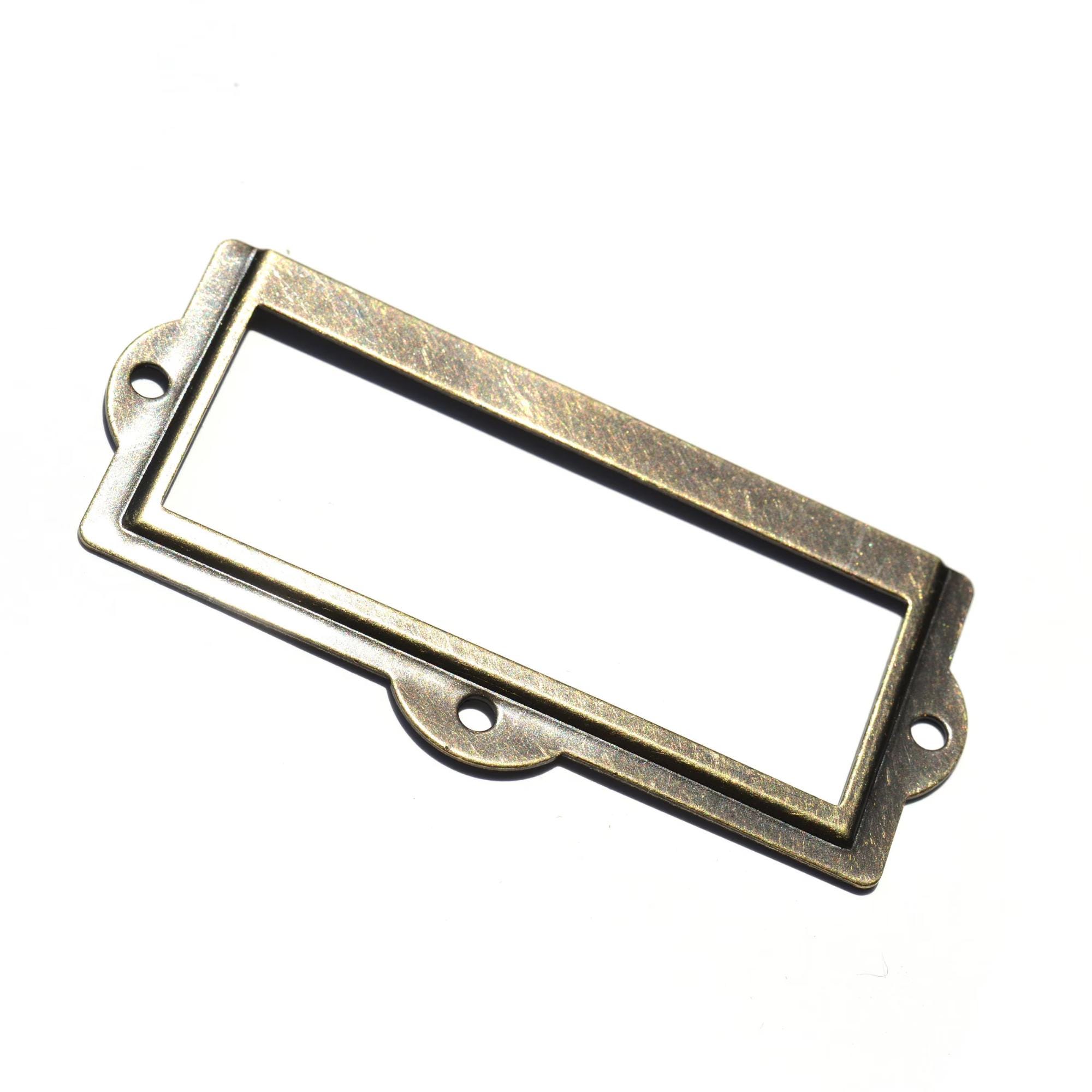 Antique Brass Label Holder, Steel File Cabinet Drawer Pulls ...
