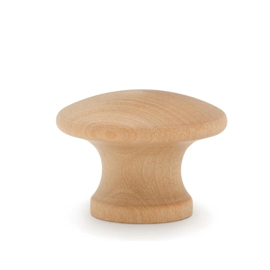 1-1/4" Hardwood Furniture Knobs - 1.25" Unfinished Wood Drawer Knob - Cabinet Pull Comes With ...