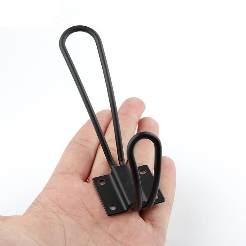 Farmhouse Style Black Wire Double Hooks | Screws Included | Wire Hooks ...