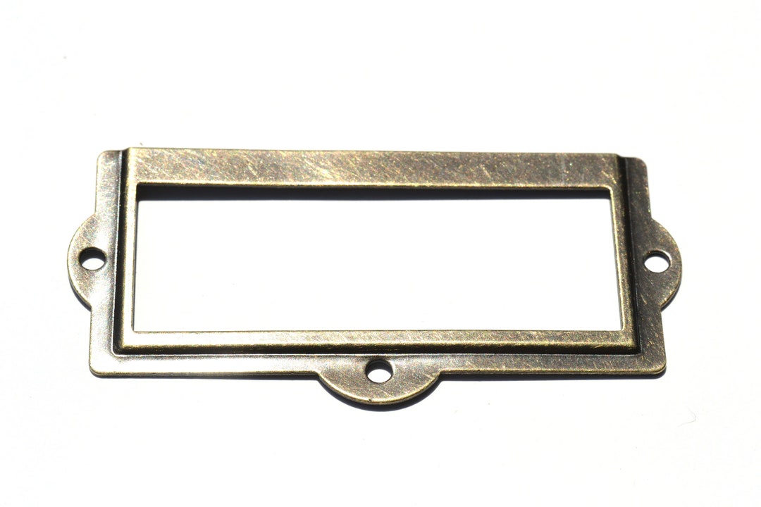 Qty 1 to 25 Antique Brass Steel Label Holder 3-1/2 X 1-11/16 File ...
