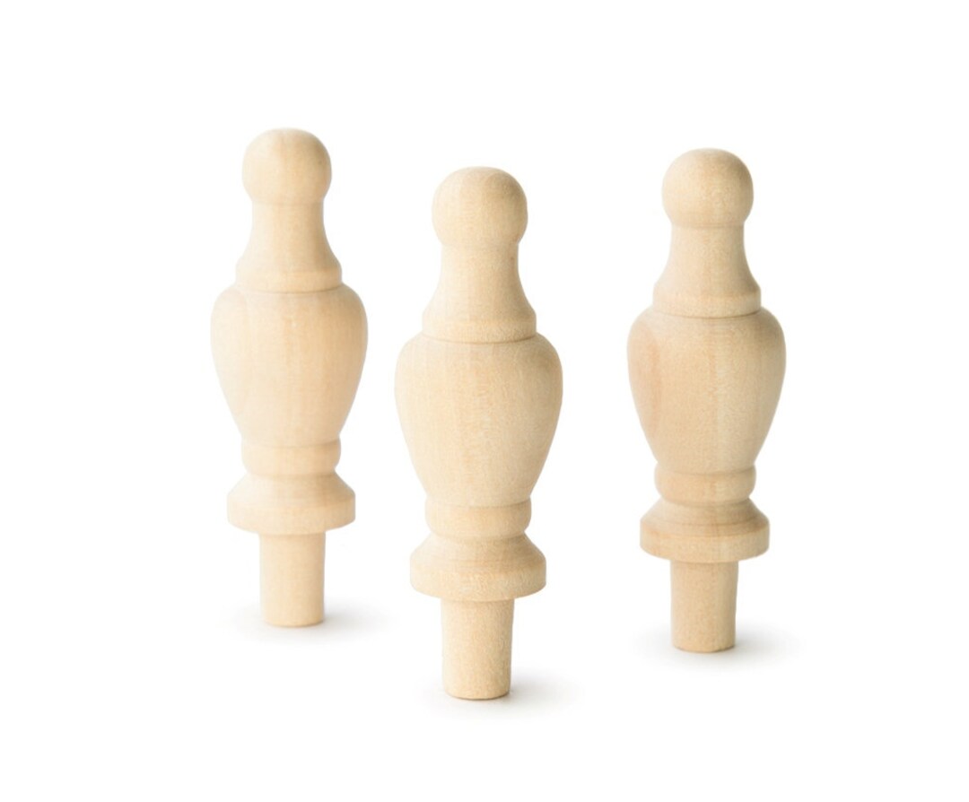 Qty 50 to 100 Small Wooden Decorative Finials Turned From Hardwood, 2-7 ...