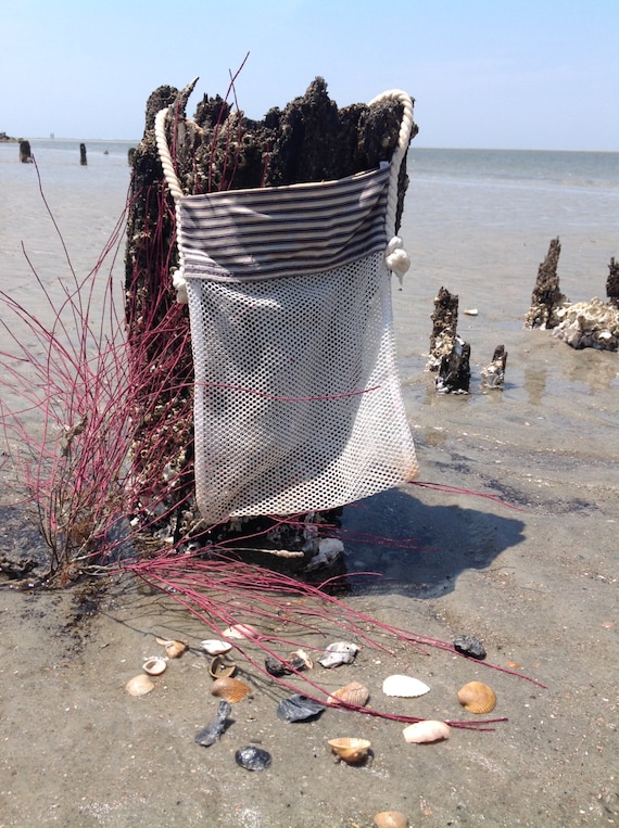 Seashell Bag Stripes Shell Collecting Bag Scallop Bag | Etsy