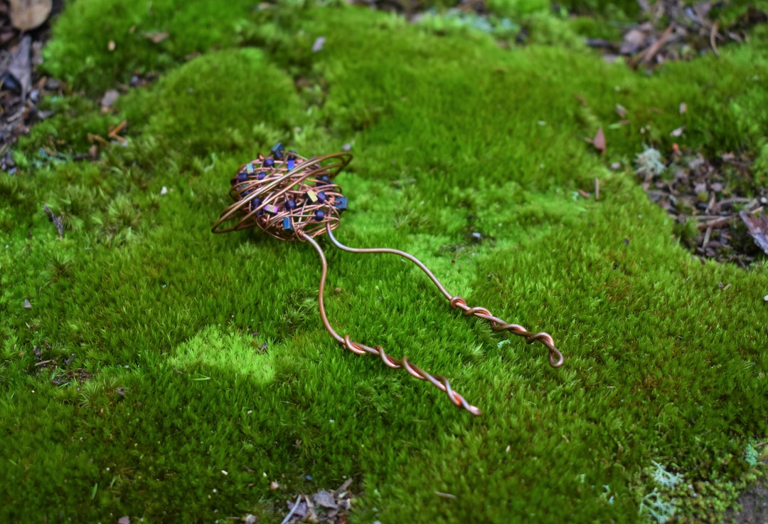 Handmade Copper Wire-wrapped Planet Hairpin With Hematite and Amethyst ...