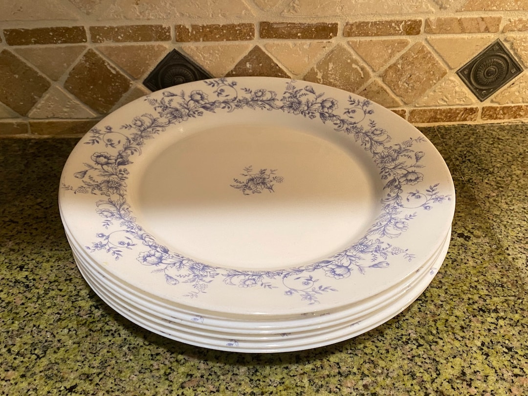Arcopal Glenwood Blue and White Dinnerware Dinner Plates - Etsy