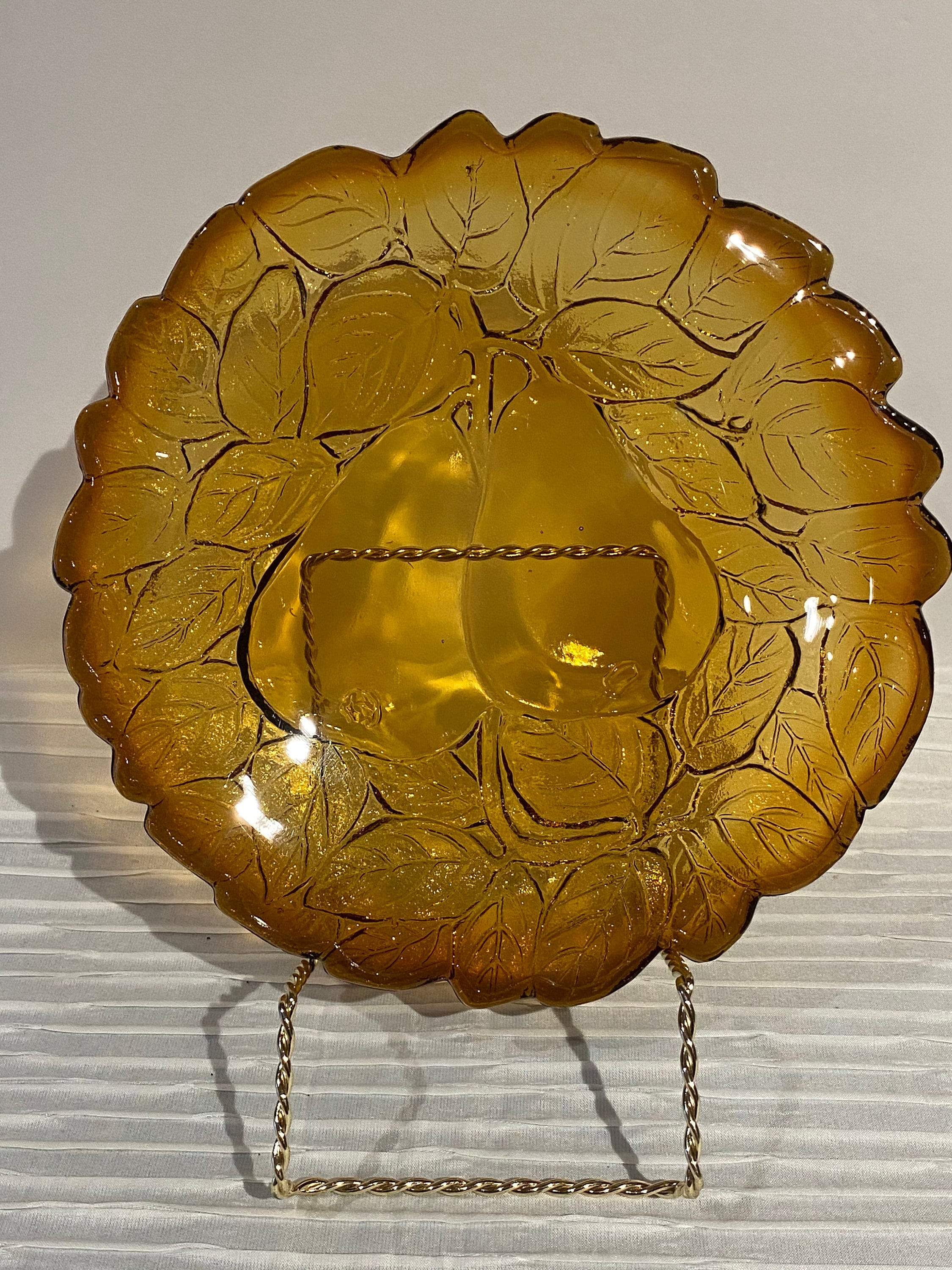 Tiara Indiana Glass Plate 8.25” Sweet Pear Amber Burnt Honey - Etsy