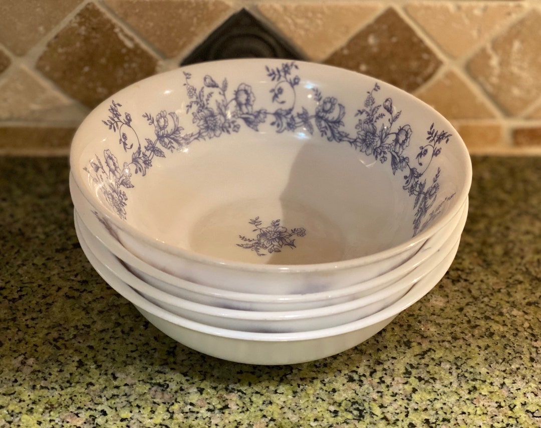Arcopal Glenwood Blue and White Dinnerware Cereal Bowls - Etsy