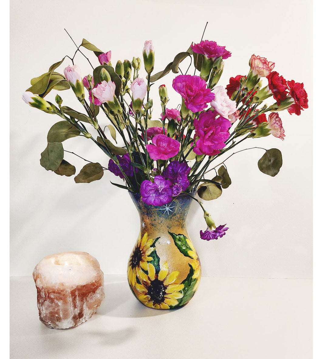 Hand Painted Sunflower Starry Night Vase - Etsy