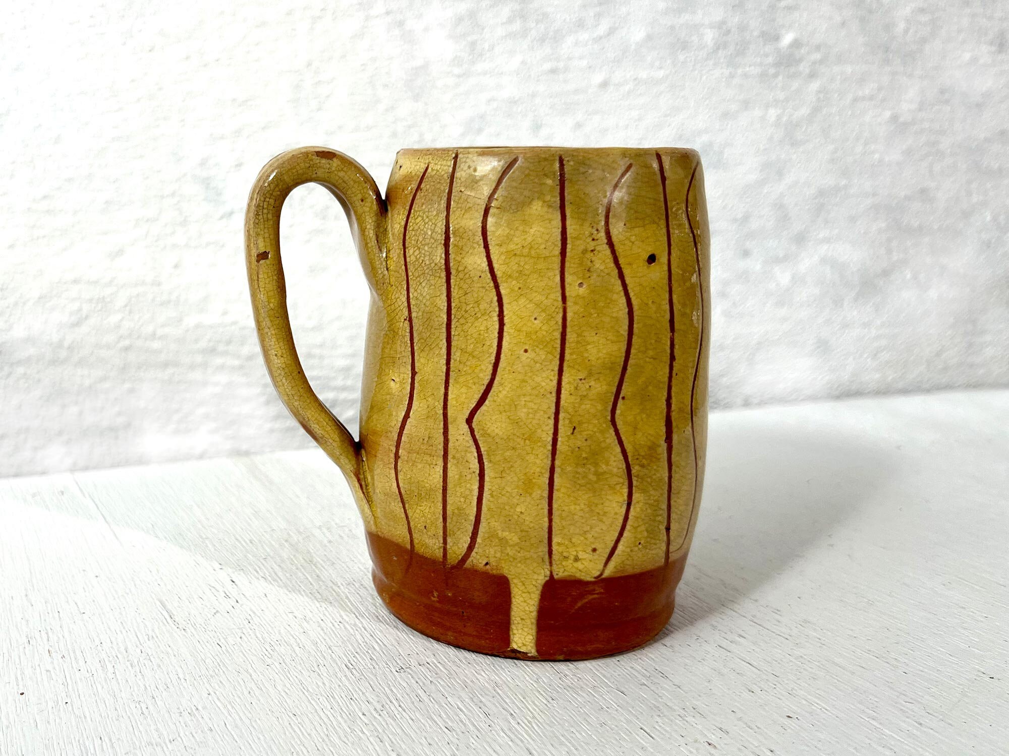 Williamsburg Pottery Reproduction Colonial Folk Art Mug With Scratch ...