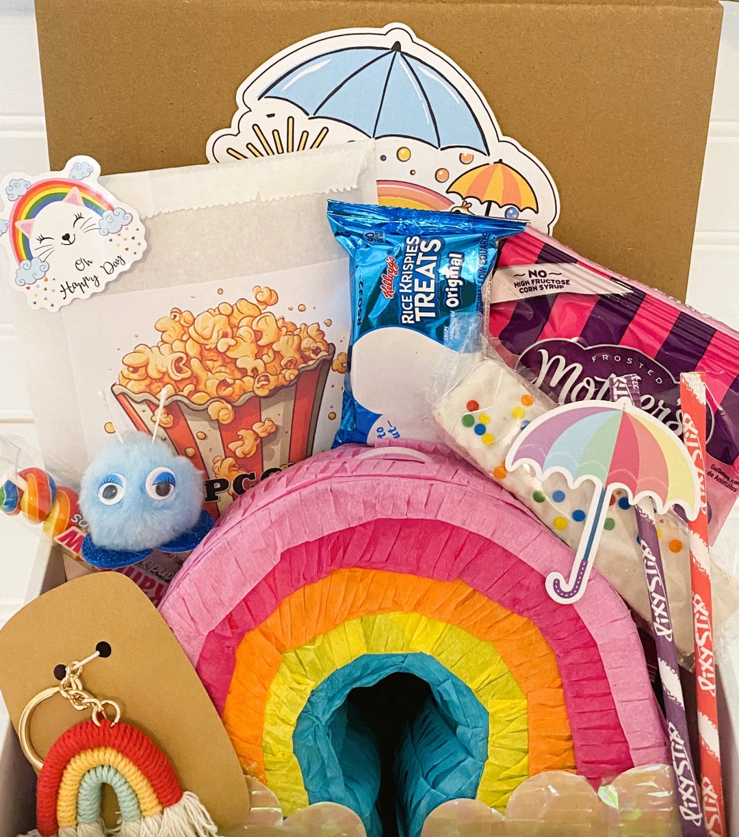 Rainbow Filled Mini Piñata Gift Box With Goodies and Snacks for Any Age ...