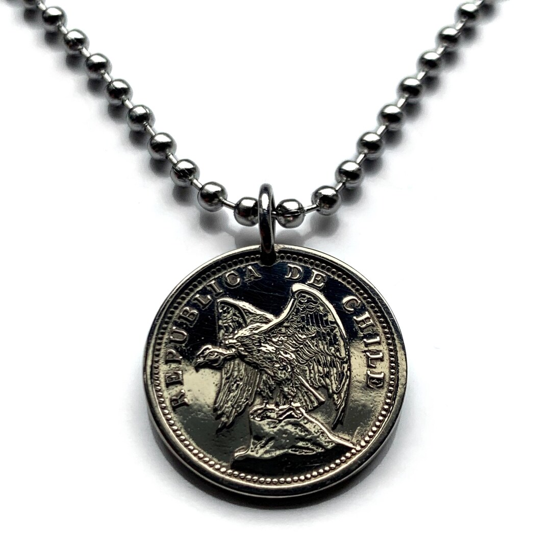 1940 Chile 10 Cents Coin Pendant WWII Condor Andino Santiago Valparaíso ...