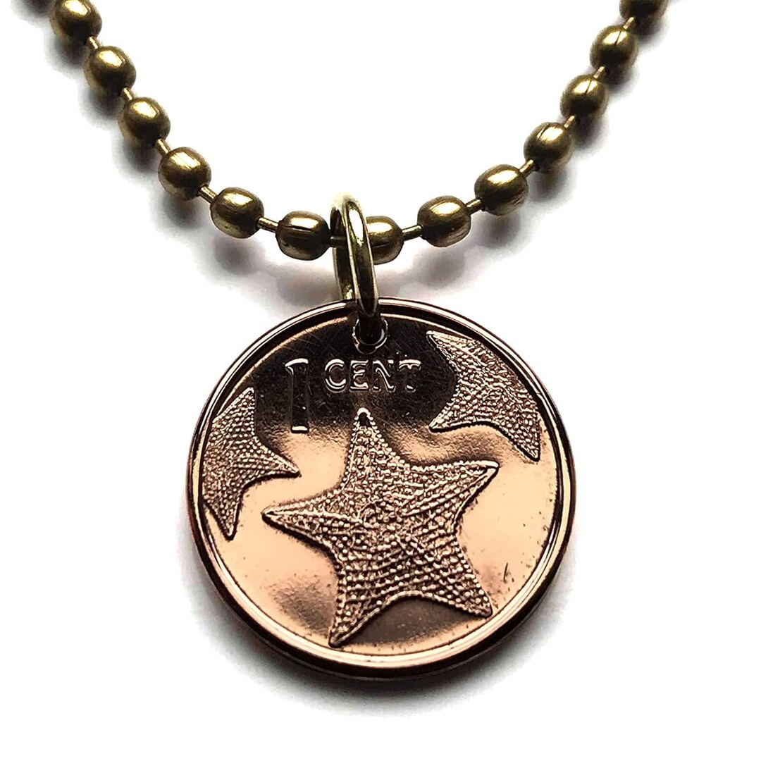 2015 Bahamas 1 Cent Coin Pendant Bahamian Starfish Sea Star Nassau ...