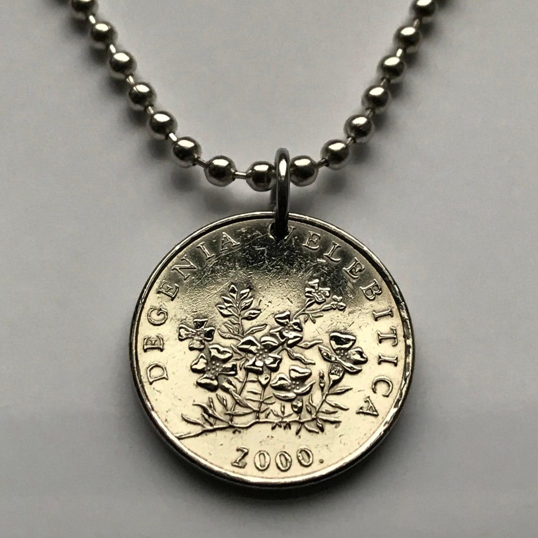 2003 Croatia Hrvatska 50 Lipa Coin Pendant Velebit Degenia Plant Zagreb ...