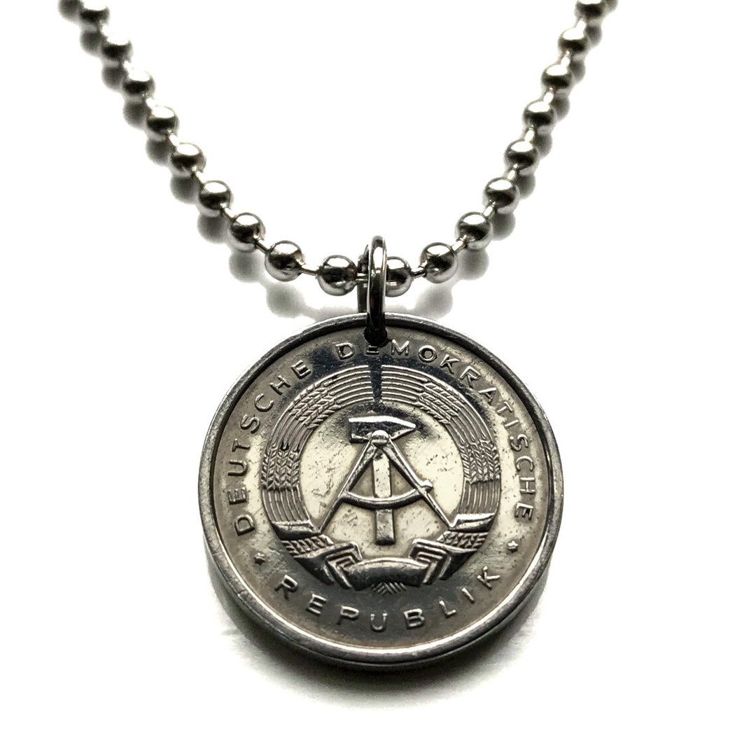 1975 East Germany Deutschland 5 Pfennig Coin Pendant Berlin Wall German ...