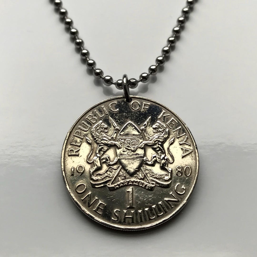 1971 Kenya Shilling Coin Pendant Kenyan Lions East African Shield ...
