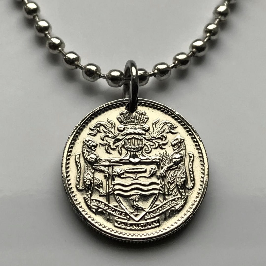 1990 Guyana 10 Cents Coin Jaguars Cacique's Crown Georgetown Pendant ...