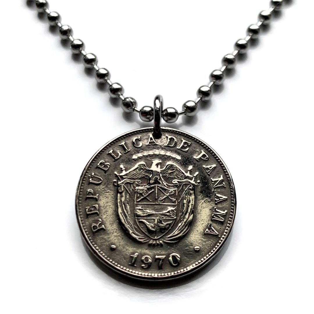 1970 Panama 5 C Coin Pendant Escudo Panameño Balboa San Miguelito Las ...