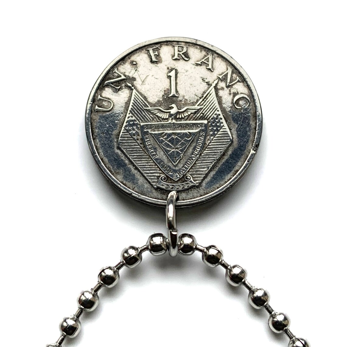 1985 Rwanda 1 Franc Coin Pendant Pearl Millet Flower African Finger ...