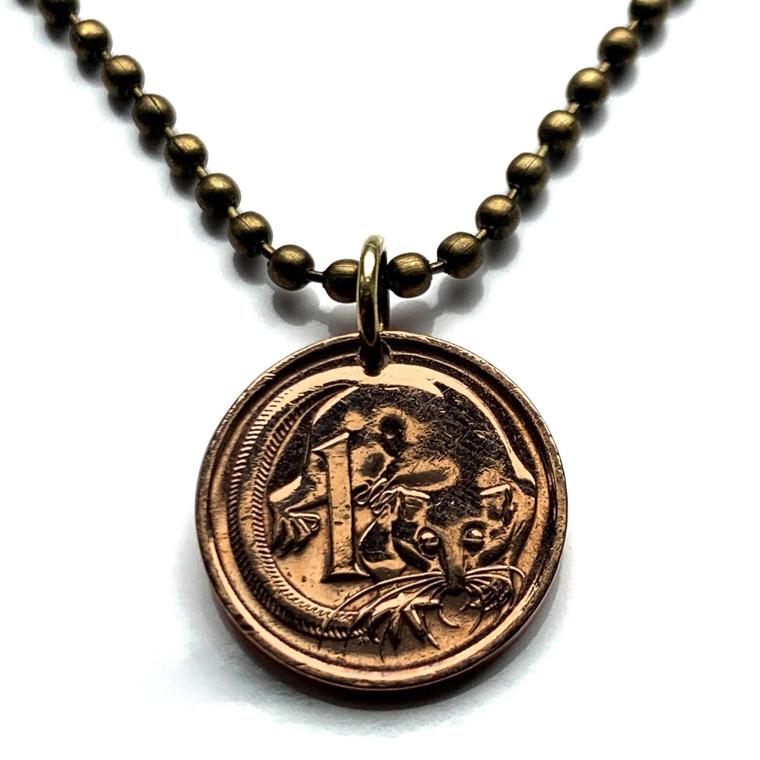 1981 Australia 1 Cent Coin Pendant Feather-tailed Glider Flying Pygmy ...