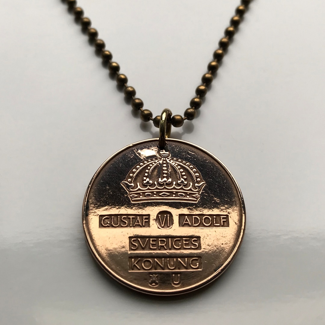 1967 Sweden Sverige 5 Ore Coin Pendant Swedish Crown Stockholm ...