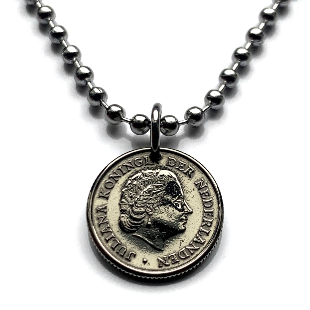 1951 Netherlands Nederland 10 Cents Coin Pendant Dutch Queen Juliana ...