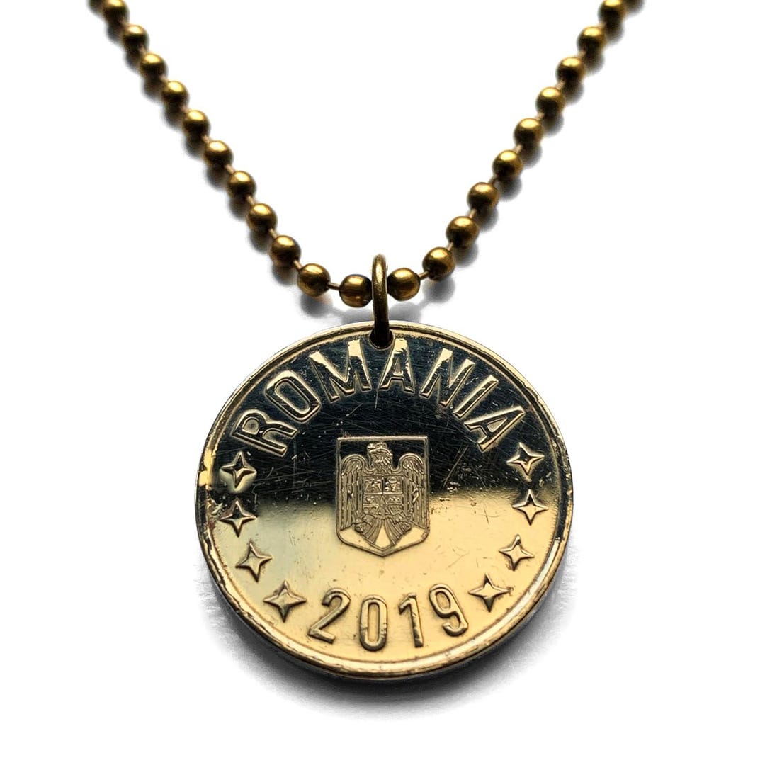 2019 Romania 50 Bani Coin Pendant Gold Eagle Bucharest Cluj-napoca Iasi ...