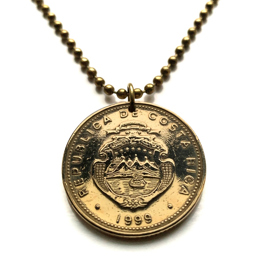 1999 Costa Rica 50 Colones Coin Pendant San Jose Puerto Limón Alajuela ...