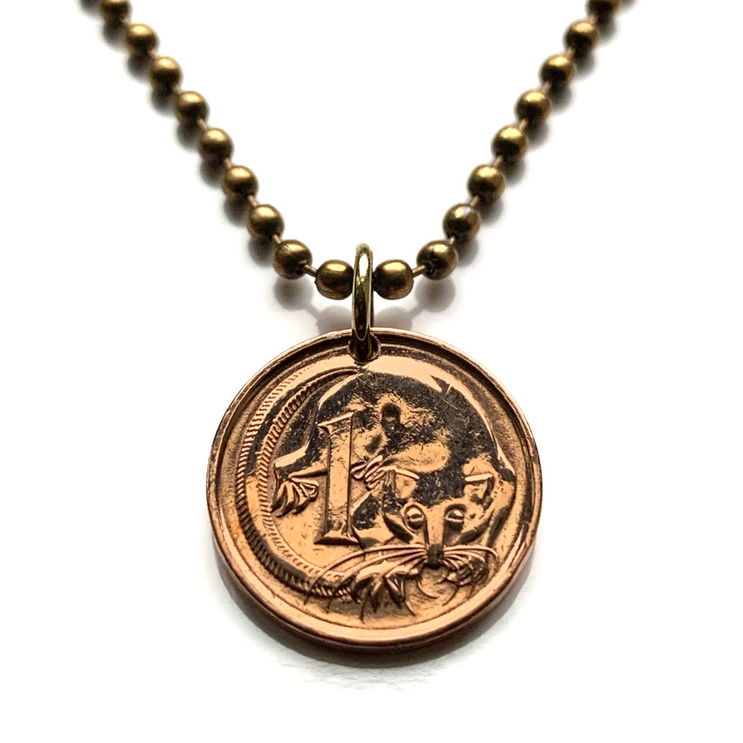 1988 Australia 1 Cent Coin Pendant Feather-tailed Glider Flying Pygmy ...