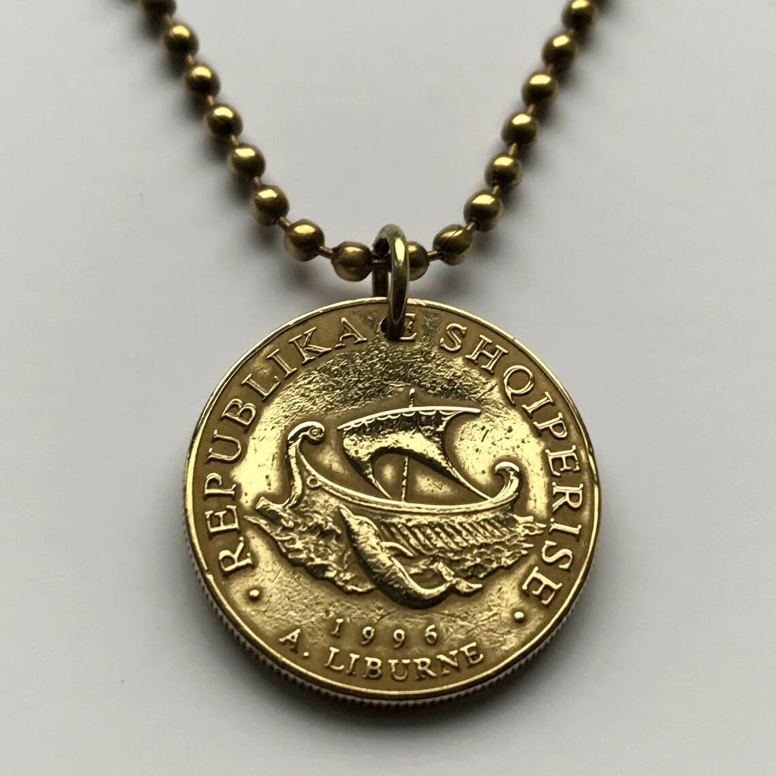 2000 Albania Shqiperi 20 Leke Coin Pendant Liburne Galley Boat Ship ...