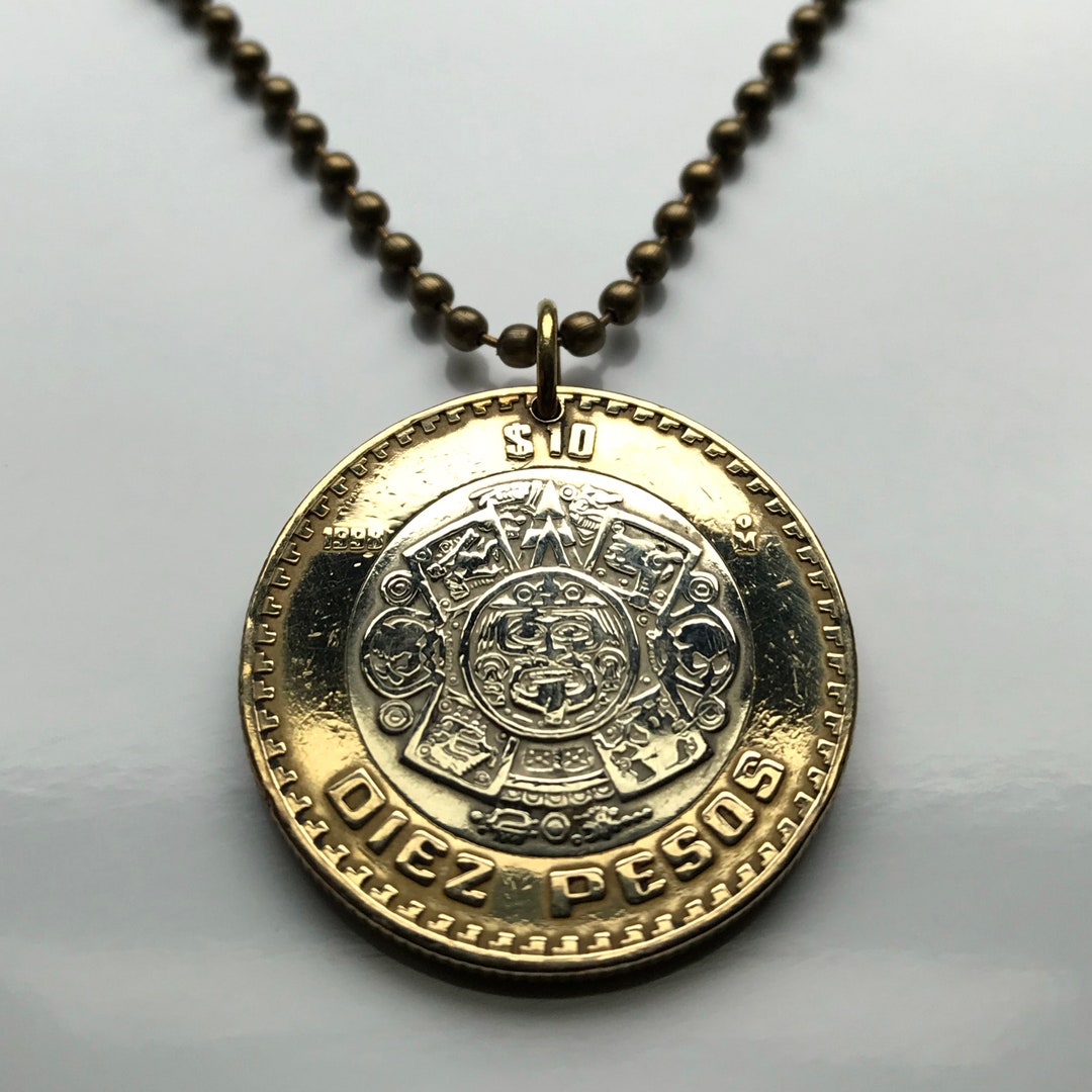 2021 Mexico 10 Pesos Coin Pendant Aztec Sun Stone Calendar Piedra Del ...