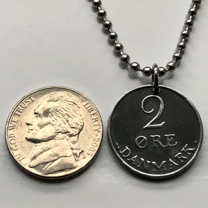 1948 Denmark Danmark 2 Ore Coin Pendant Danish Initial R Copenhagen ...