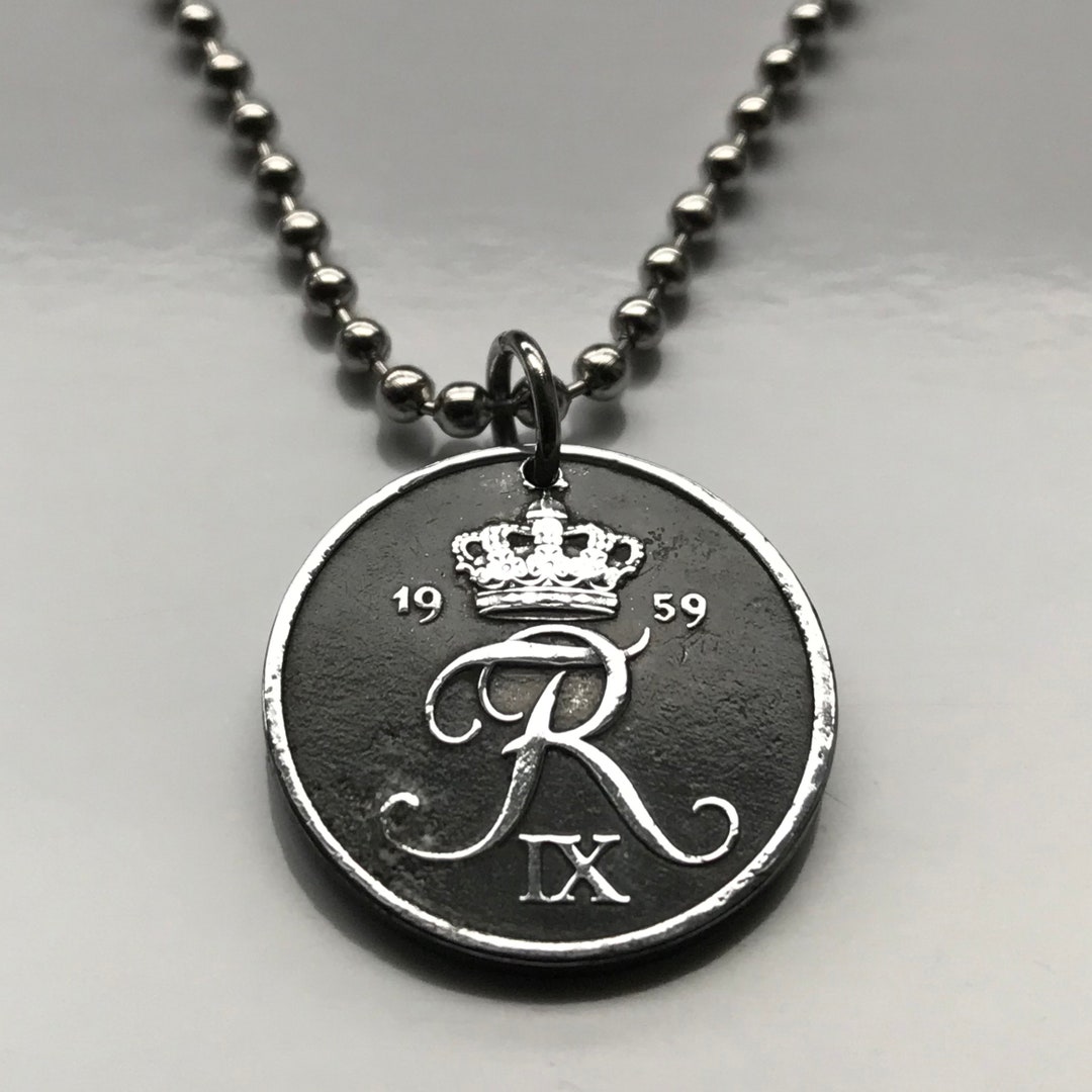 1948 Denmark Danmark 2 Ore Coin Pendant Danish Initial R Copenhagen ...