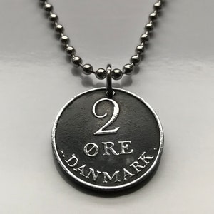 1948 Denmark Danmark 2 Ore Coin Pendant Danish Initial R Copenhagen ...