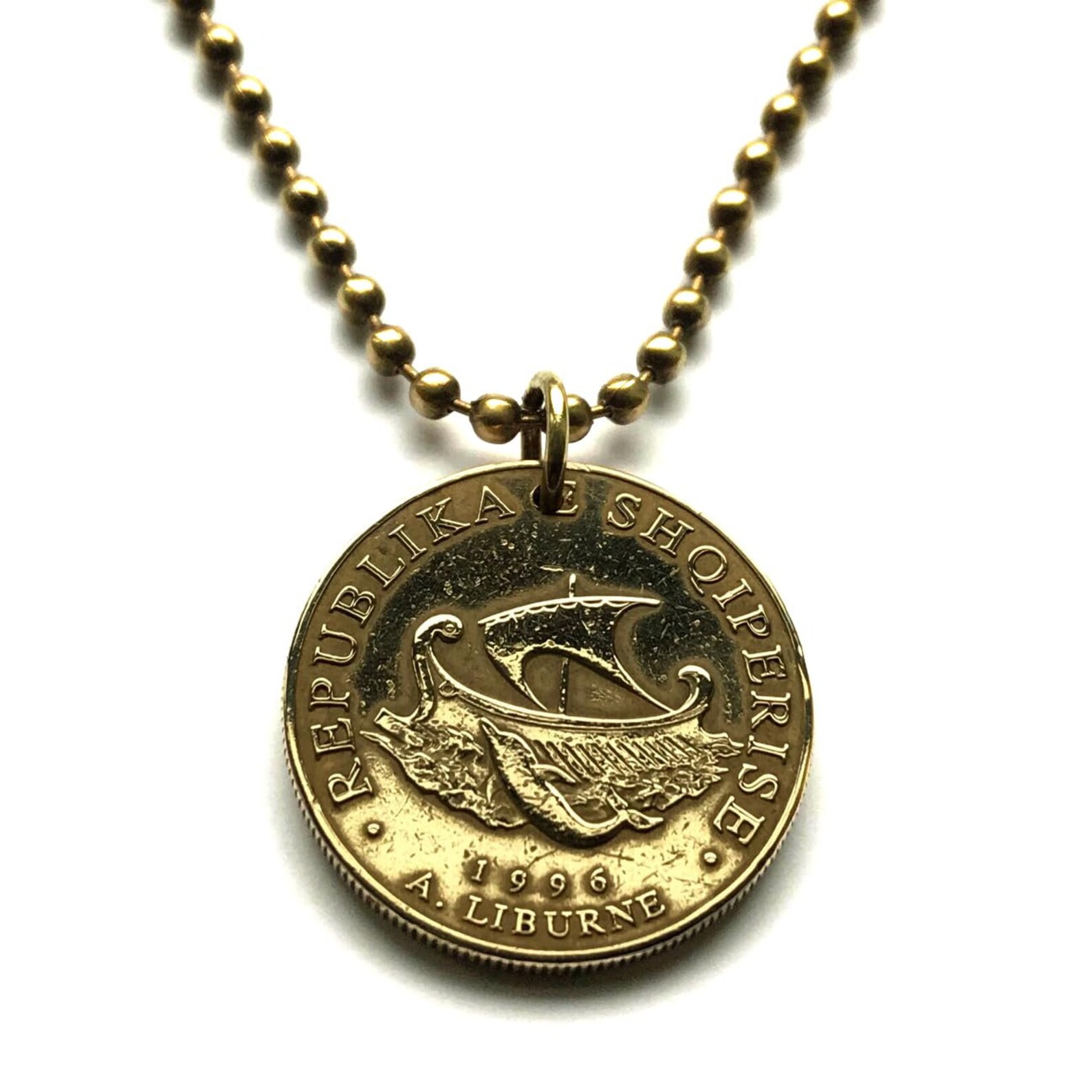 2000 Albania Shqiperi 20 Leke Coin Pendant Liburne Galley Boat Ship ...