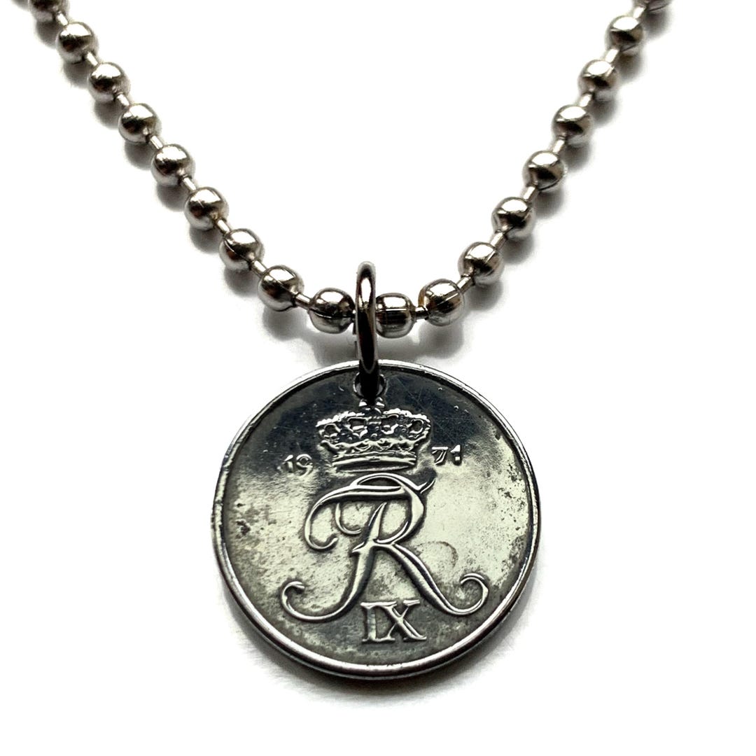 1971 Denmark Danmark 1 Ore Danish Coin Pendant Initial R Copenhagen ...