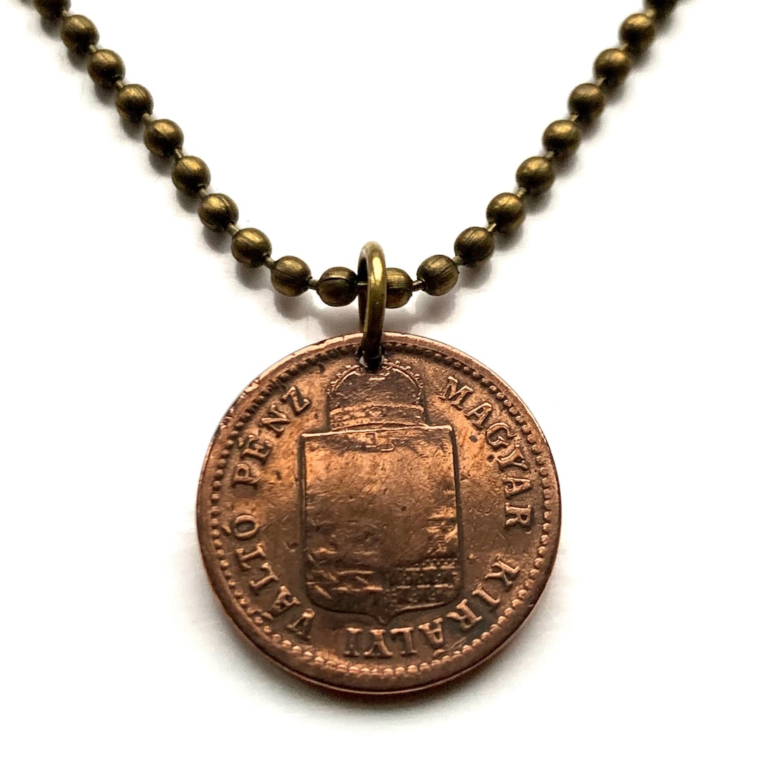 1885 Hungary Magyars 1 Krajczár Coin Pendant Saint Stephen Holy Crown ...