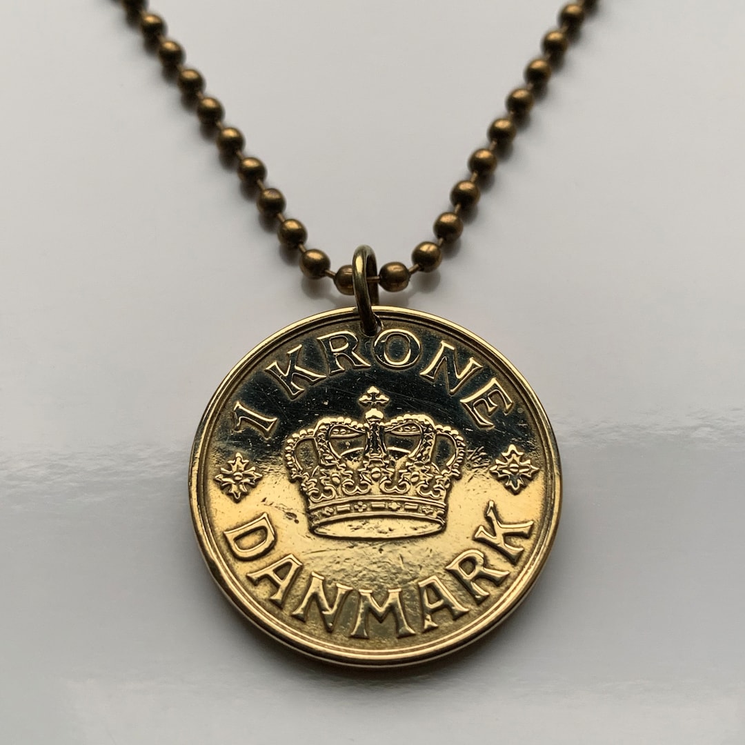 1940 Denmark Danmark Krone Coin Pendant Danish Royal Crown Initial C X ...