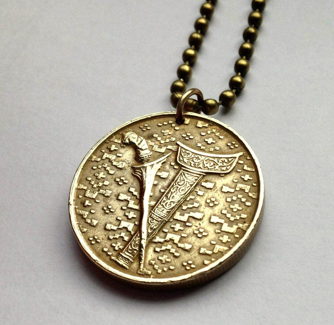 1991 Malaysia Ringgit Coin Pendant Kris Dagger Sword Kuala Lumpur Ipoh ...