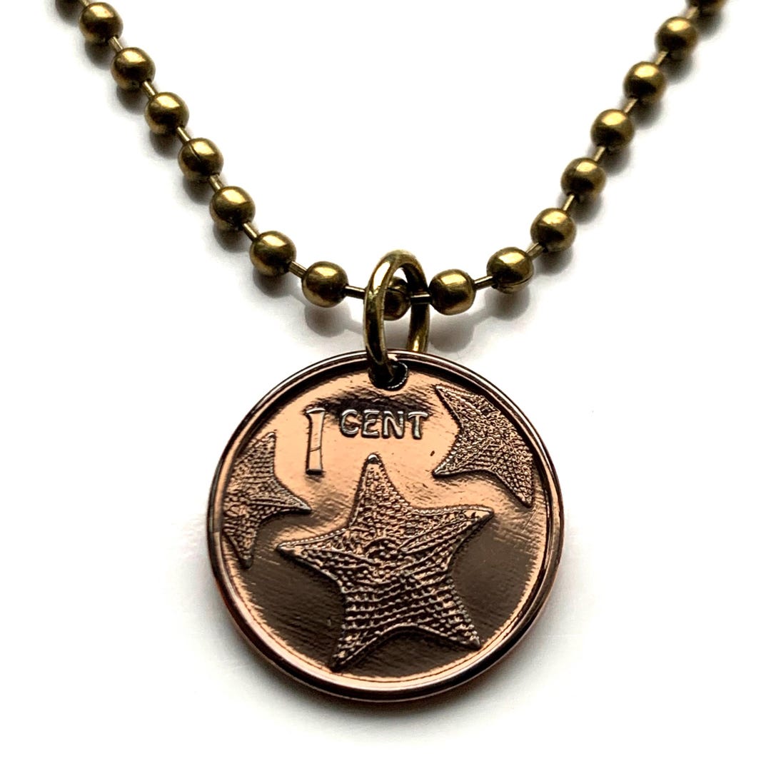 2015 Bahamas 1 Cent Coin Pendant Bahamian Starfish Cushion Sea Star ...
